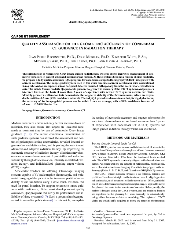 (PDF) Quality Assurance for the Geometric Accuracy of Cone-Beam CT ...