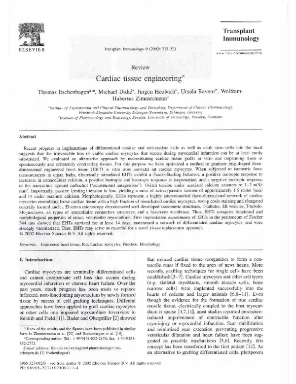 (PDF) Cardiac tissue engineering
