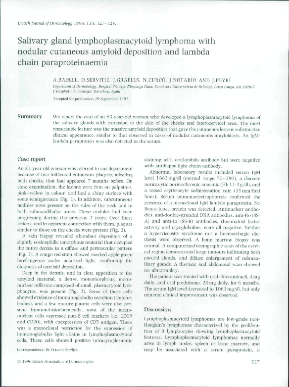 (PDF) Salivary gland lymphoplasmacytoid lymphoma with nodular cutaneous ...