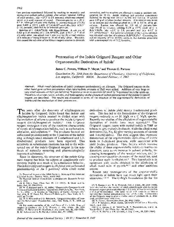 (PDF) Protonation of the Indole Grignard Reagent and Other ...