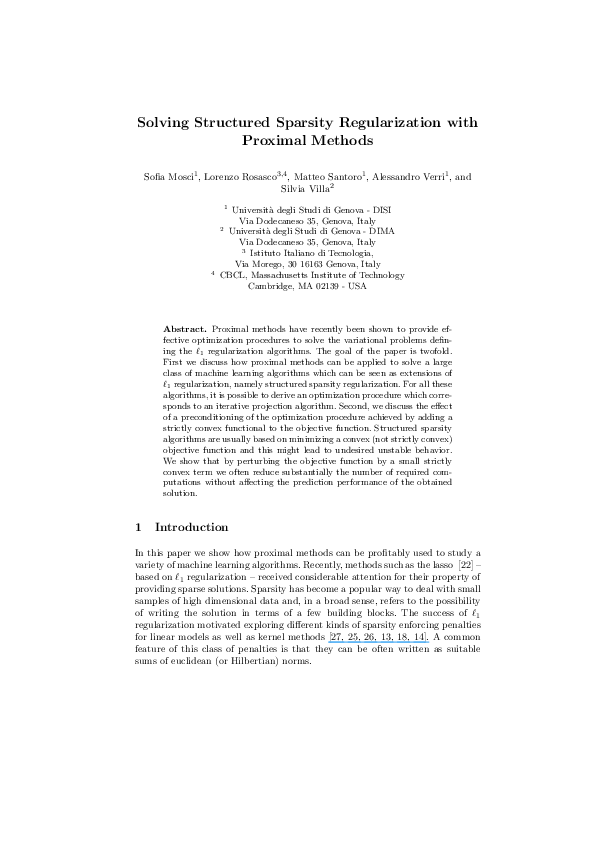 Pdf Solving Structured Sparsity Regularization With Proximal Methods