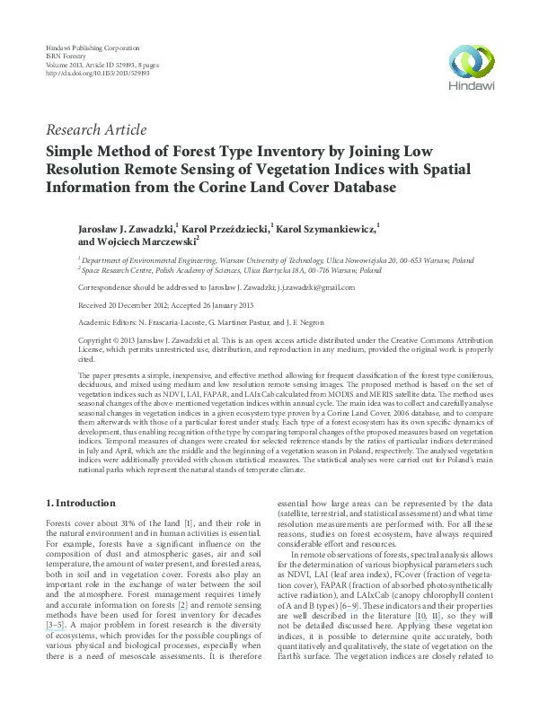 (PDF) Simple Method of Forest Type Inventory by Joining Low Resolution ...