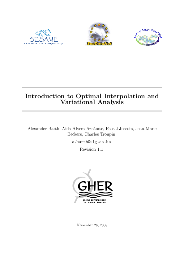(PDF) Introduction to Optimal Interpolation and Variational Analysis