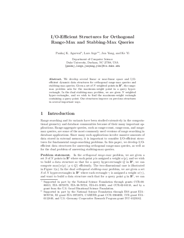 (PDF) I/O-Efficient Structures for Orthogonal Range-Max and Stabbing-Max Queries