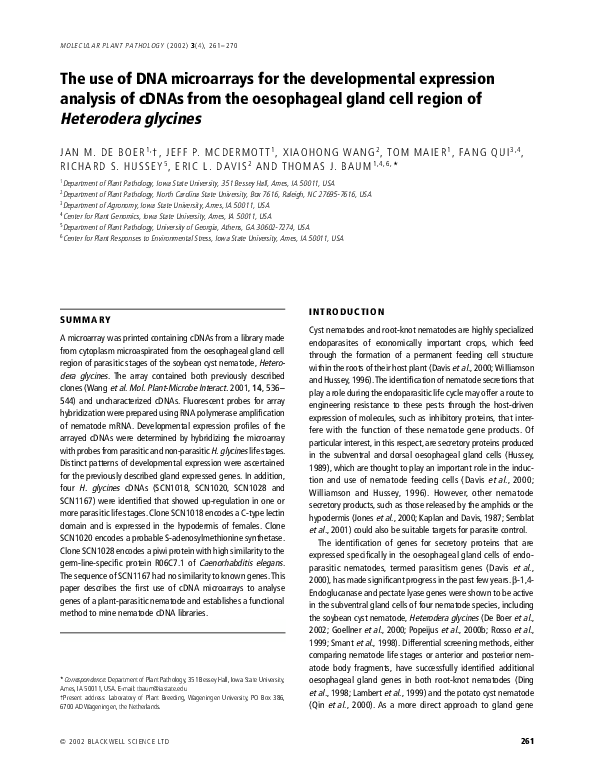 (PDF) The use of DNA microarrays for the developmental expression ...