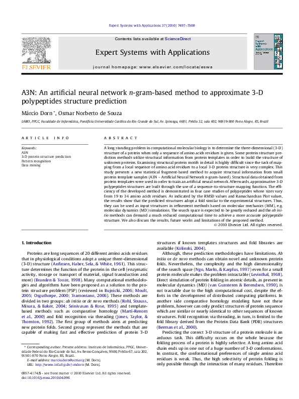 (PDF) A3N: An artificial neural network n-gram-based method to approximate 3-D polypeptides ...