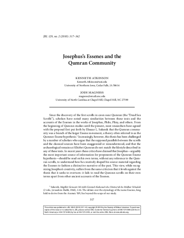 (PDF) Kenneth Atkinson, Hanan Eshel, and Jodi Magness. "Do Josephus’s ...