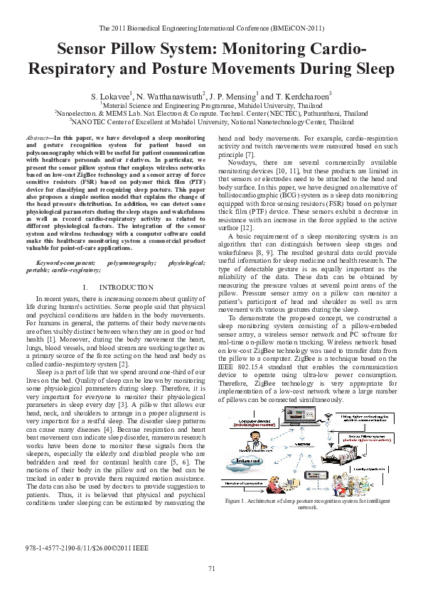 (PDF) Sensor pillow system: Monitoring cardio-respiratory and posture ...