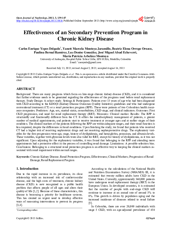 (PDF) Effectiveness of an Secondary Prevention Program in Chronic ...