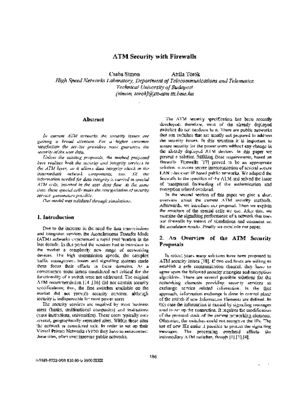 (PDF) ATM Security with Firewalls