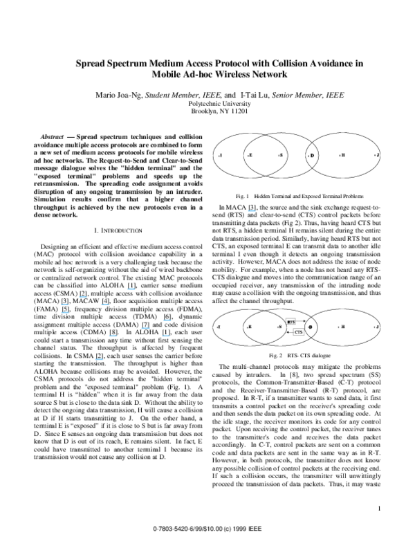 Pdf Spread Spectrum Medium Access Protocol With Collision Avoidance