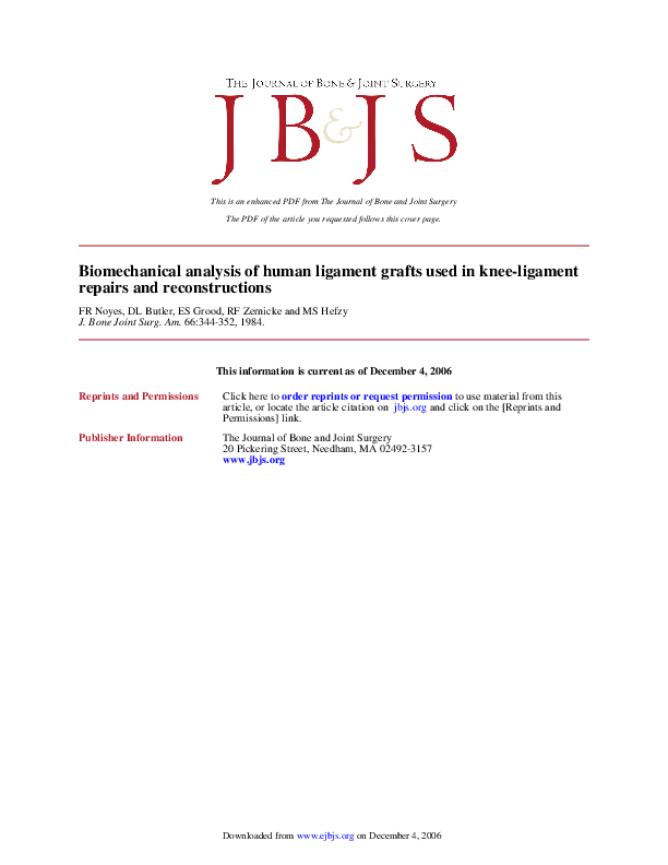 (PDF) Biomechanical analysis of human ligament grafts used in knee ...