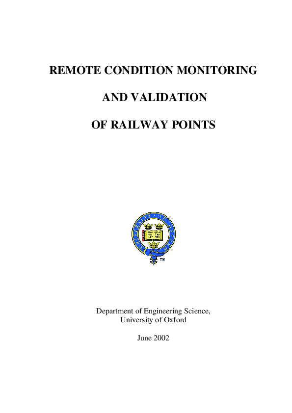 (PDF) Remote condition monitoring and validation of railway points