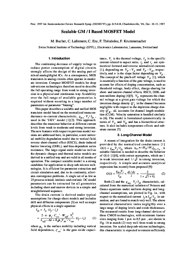 (PDF) Scalable GM / I Based MOSFET Model