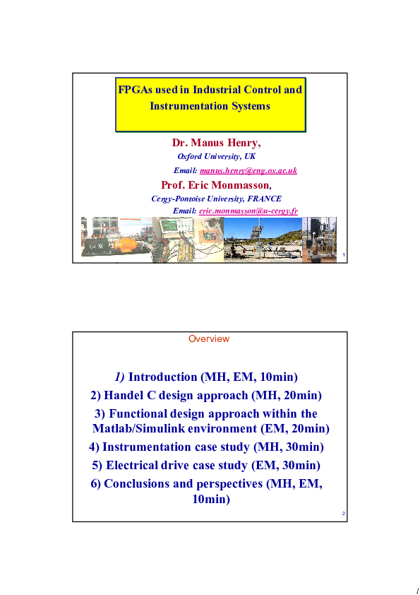 (PDF) FPGAs used in industrial control and instrumentation systems