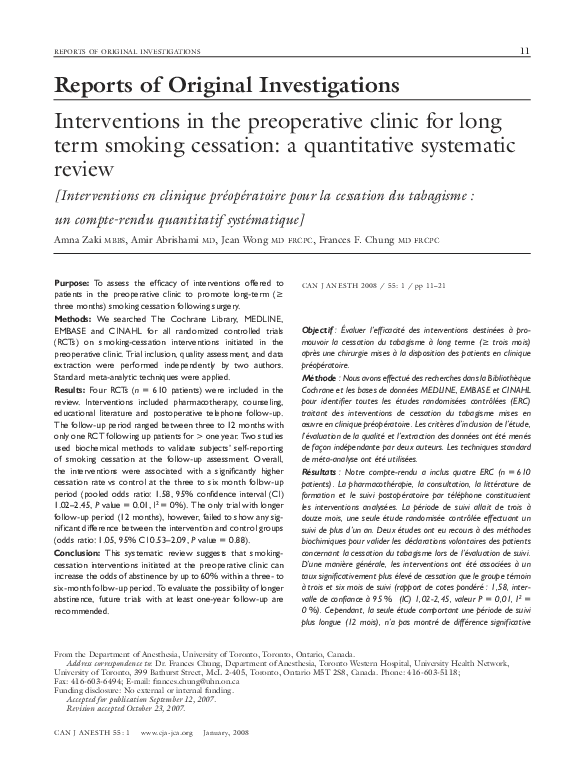 (PDF) Interventions in the preoperative clinic for long term smoking cessation: A quantitative ...