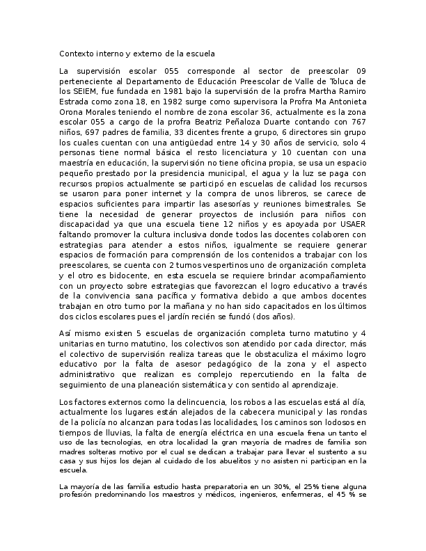 (DOC) Contexto interno y externo de la escuela