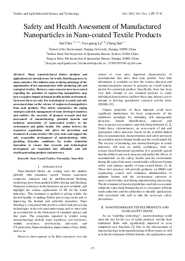 (PDF) Safety and Health Assessment of Manufactured Nanoparticles in ...