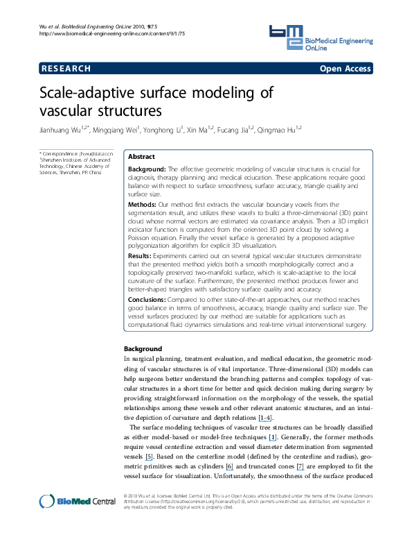 (PDF) Scale-adaptive surface modeling of vascular structures