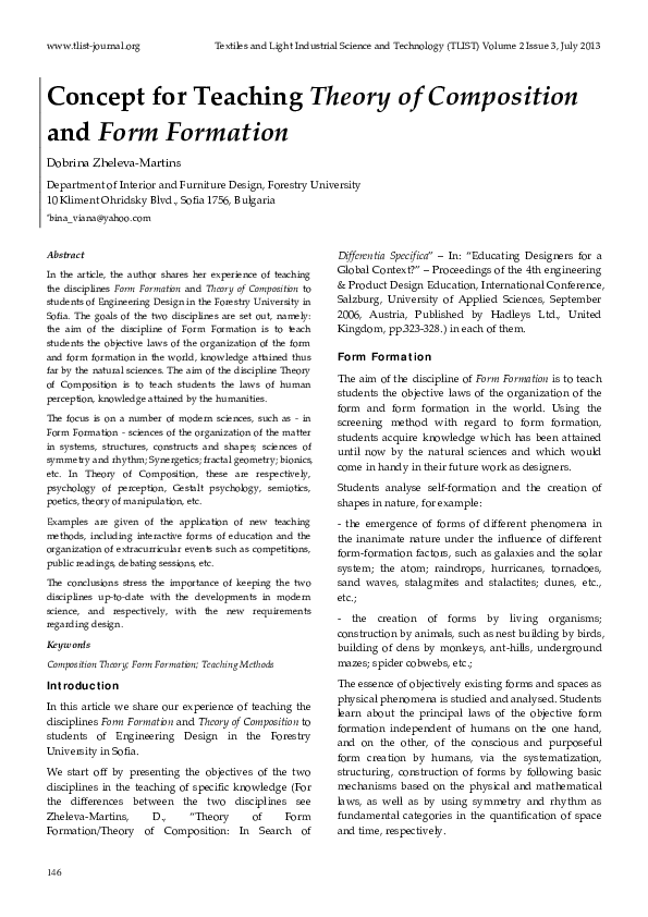 (PDF) Concept for Teaching Theory of Composition and Form Formation
