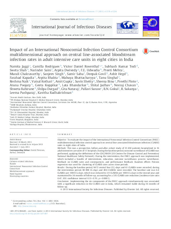(PDF) Impact of International Nosocomial Infection Control Consortium ...