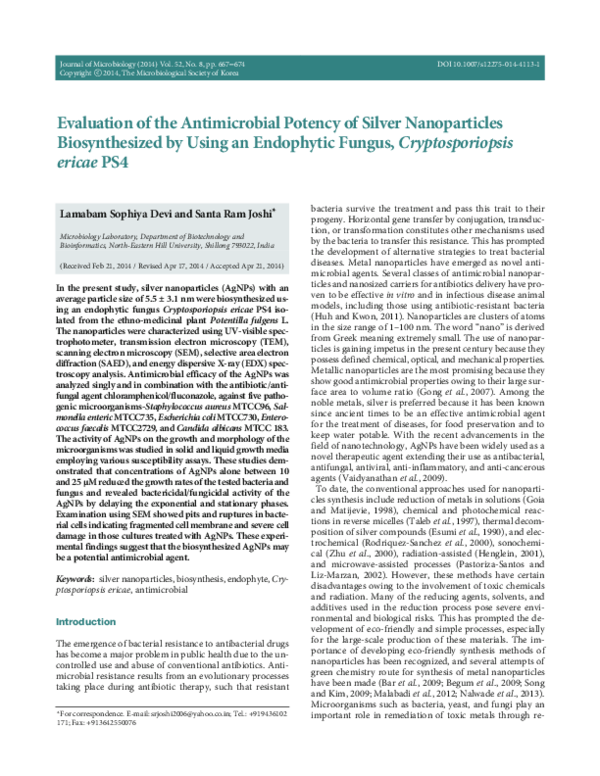 Evaluation of the Antimicrobial Potency of Silver Nanoparticles ...