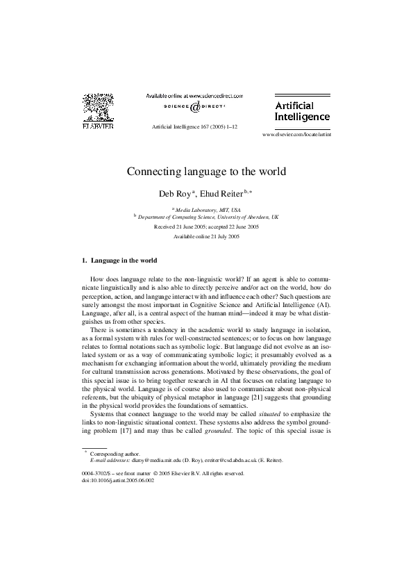 (PDF) Connecting language to the world