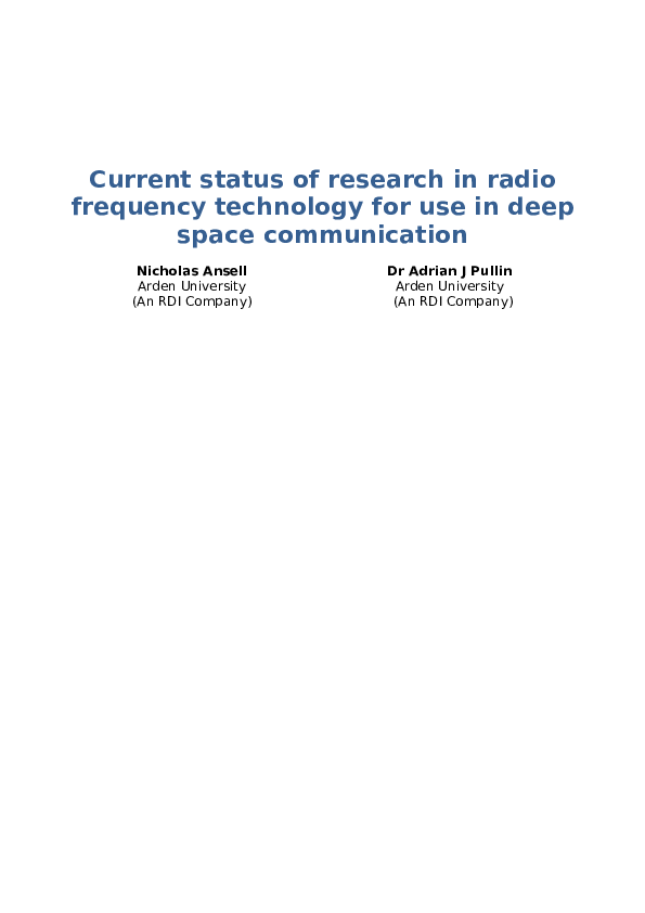 (DOC) Current status of research in radio frequency technology for use ...