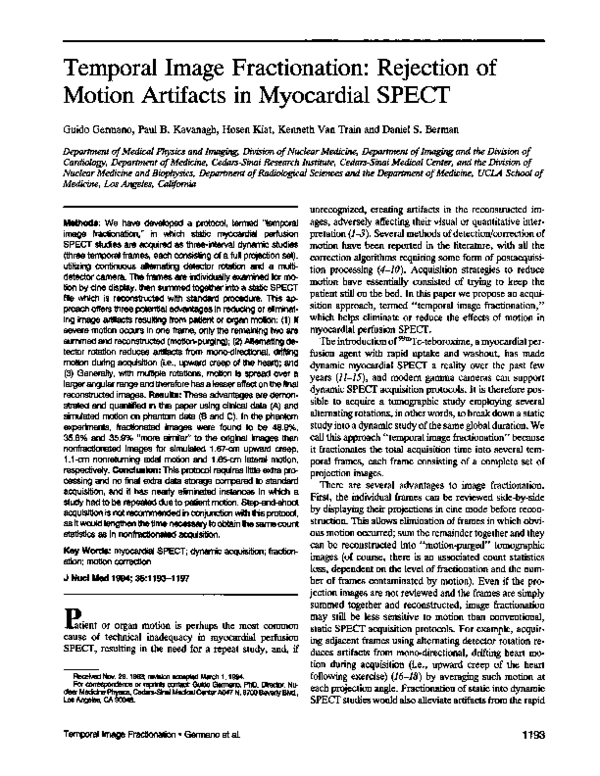 (PDF) Temporal image fractionation: Rejection of motion artifacts in ...