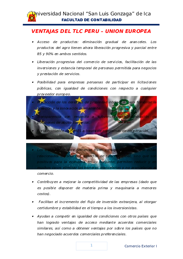 (DOC) VENTAJAS DEL TLC PERU – UNION EUROPEA