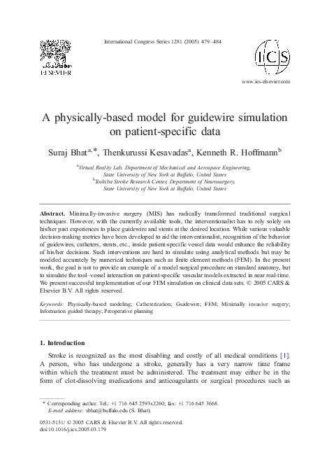 (PDF) A physically-based model for guidewire simulation on patient ...