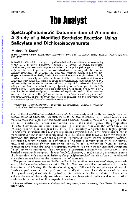 (PDF) The Analyst Spectrophotometric A Study of a Determination of ...
