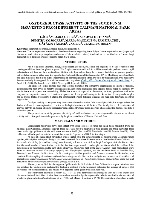 (PDF) Oxydoreductase activity of the some fungi harvesting from ...