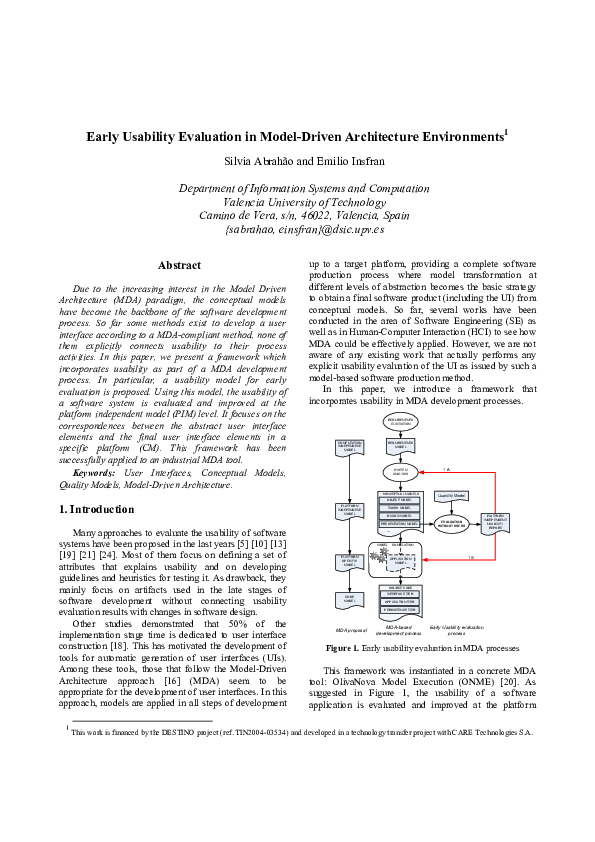 (PDF) Early Usability Evaluation in Model Driven Architecture Environments