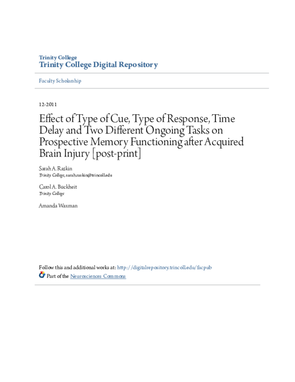 Pdf Effect Of Type Of Cue Type Of Response Time Delay And Two