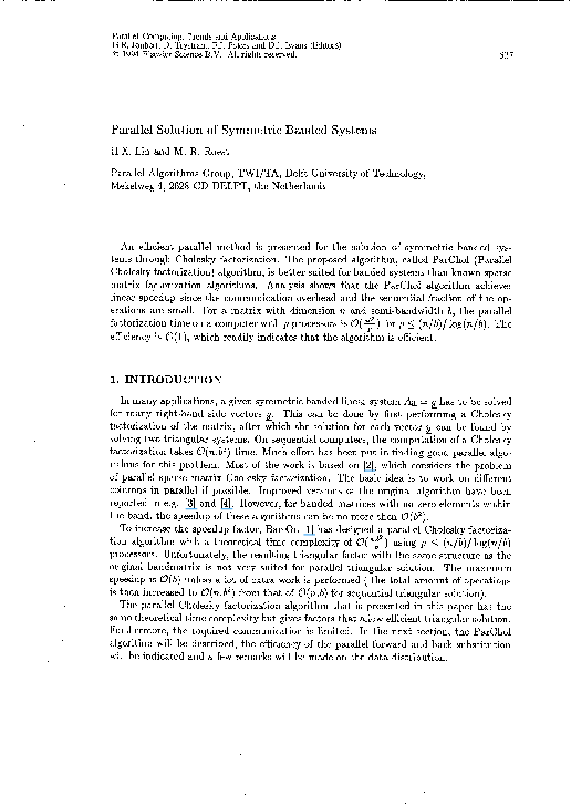 (PDF) Parallel Solution of Symmetric Banded Systems
