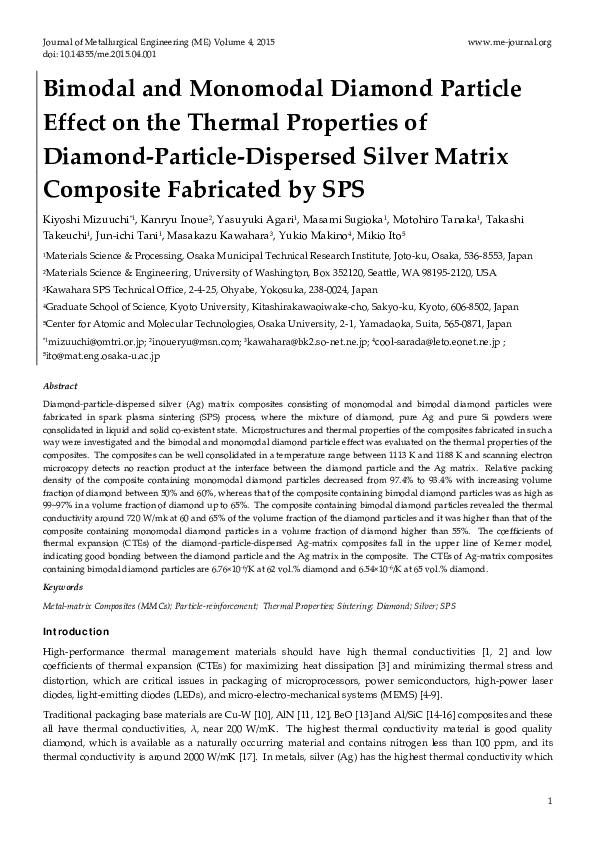 (PDF) Bimodal and monomodal diamond particle effect on the thermal ...