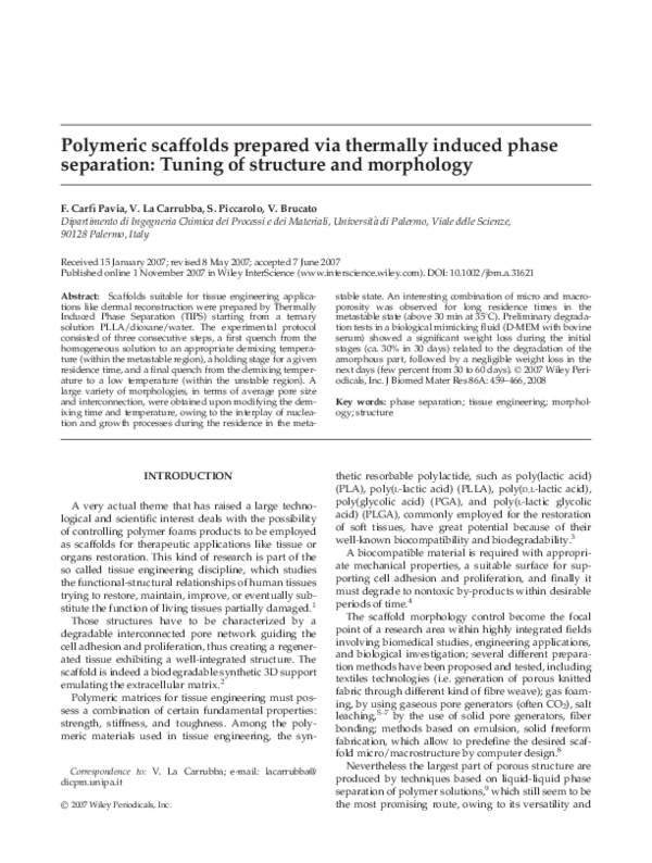 (PDF) Polymeric scaffolds prepared via thermally induced phase ...