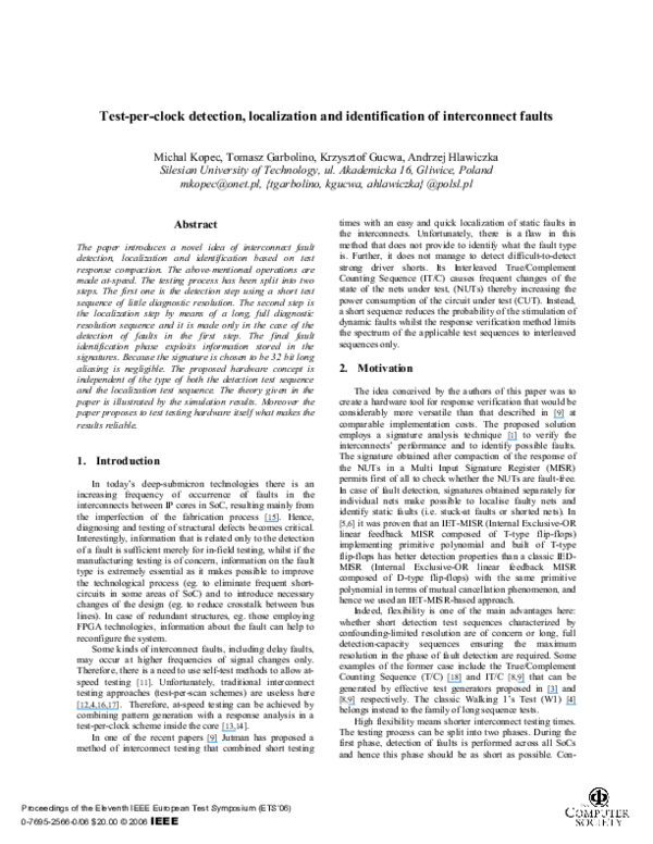 Pdf At Speed Interconnect Fault Detection And Localization