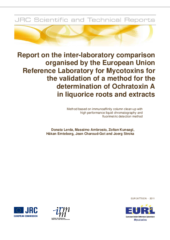 (PDF) Report on the inter-laboratory comparison organised by the European Union Reference ...