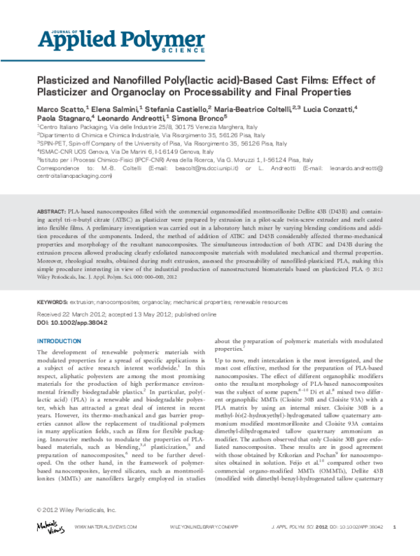 (PDF) Plasticized and nanofilled poly(lactic acid)-based cast films ...
