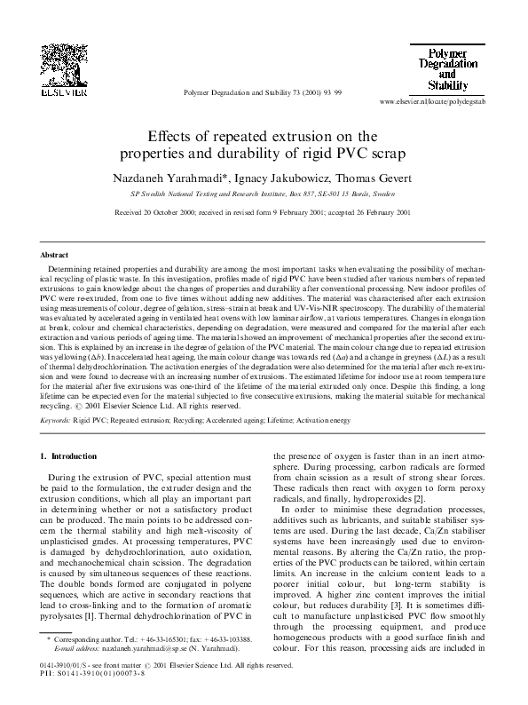 (PDF) Effects of repeated extrusion on the properties and durability of ...