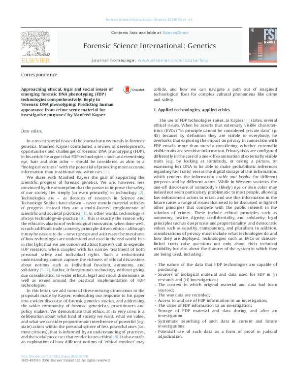 (PDF) Approaching ethical, legal and social issues of emerging forensic ...