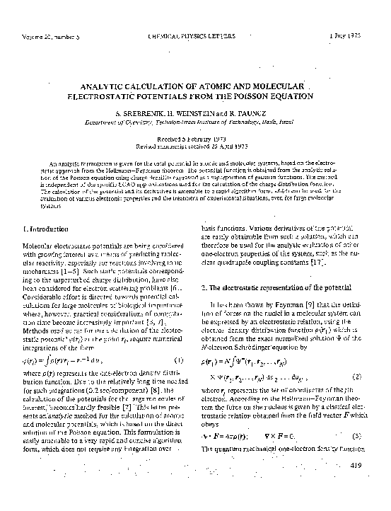 (PDF) Analytical calculation of atomic and molecular electrostatic ...
