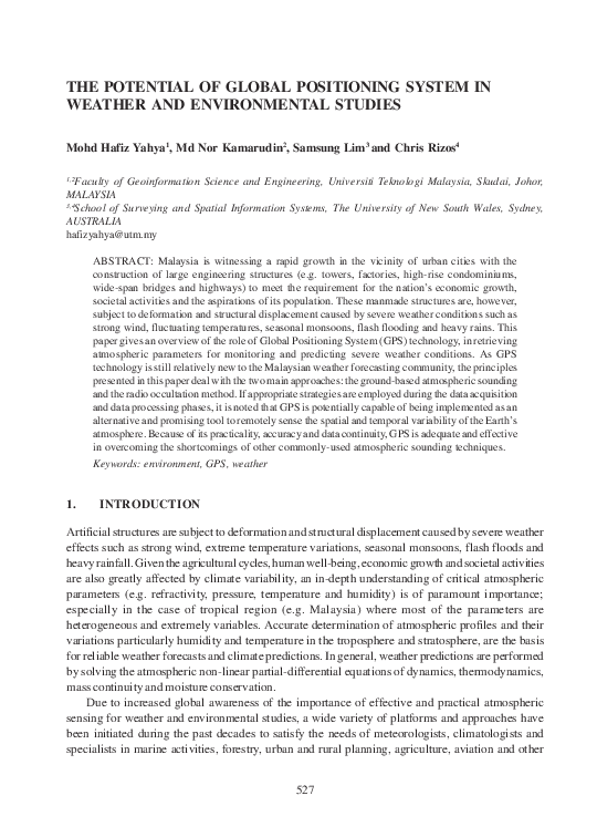 (PDF) The Potential of Global Positioning System In Weather and ...