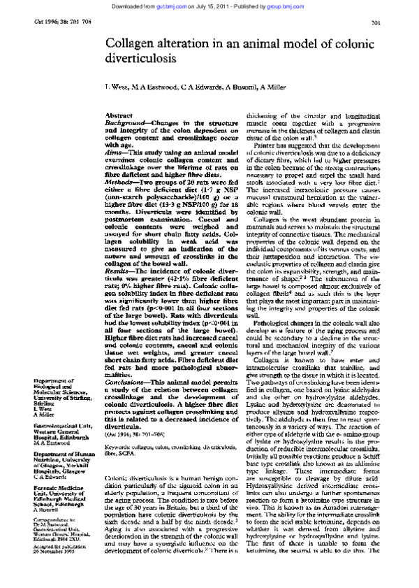 (PDF) Collagen alteration in an animal model of colonic diverticulosis ...