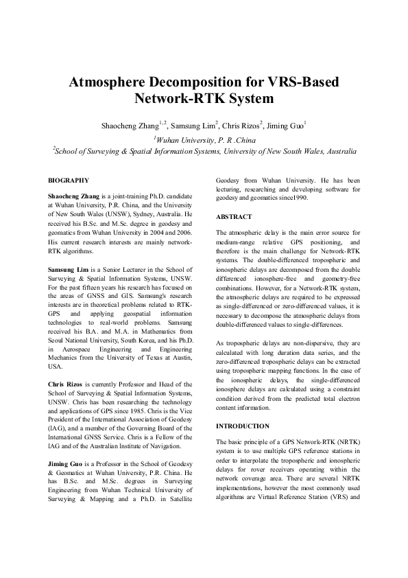 (PDF) Atmosphere decomposition for VRS-based network-RTK system