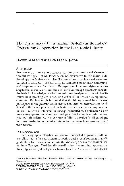(PDF) The Dynamics of Classification Systems as Boundary Objects for ...