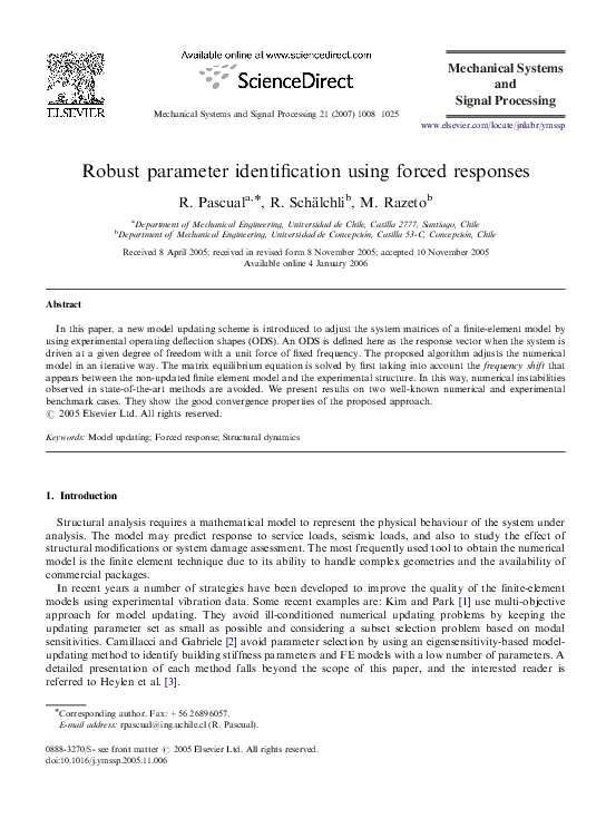 (PDF) Robust parameter identification using forced responses