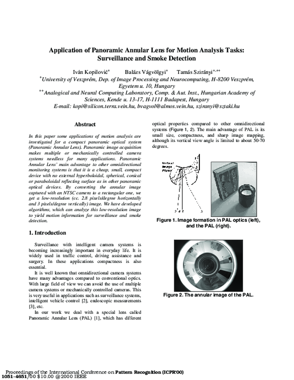 (PDF) Application of panoramic annular lens for motion analysis tasks ...
